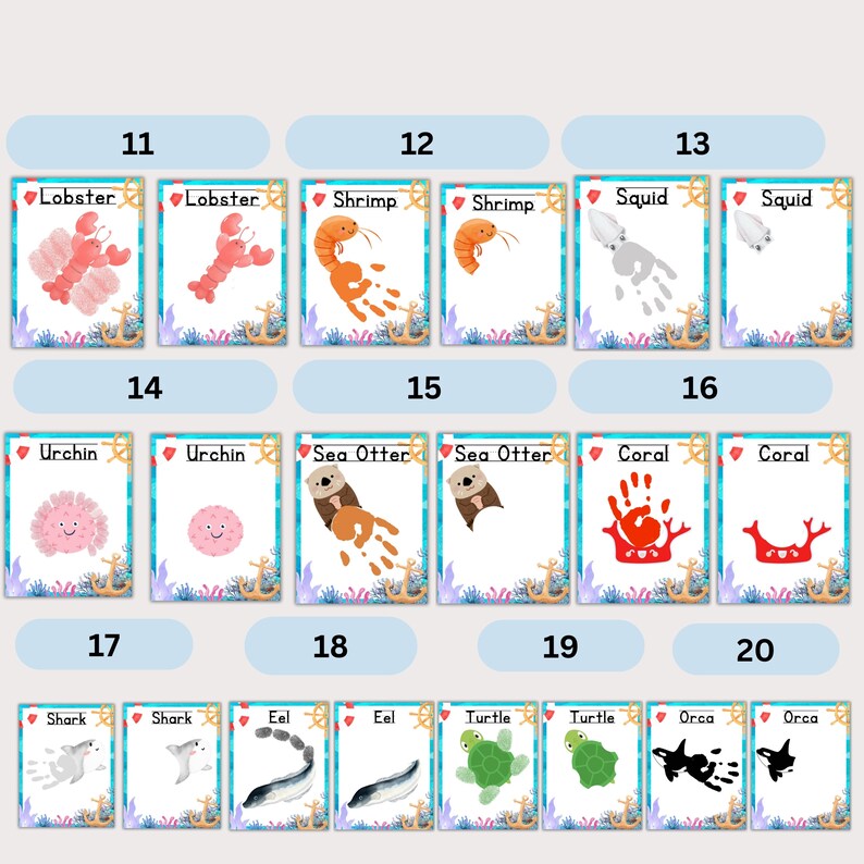 Sea Animals Handprint Craft, Undersea Handprint, Classroom Nursery ...