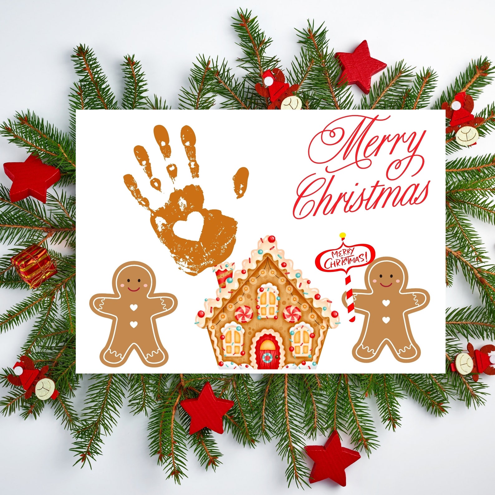 Christmas Handprint Art Gingerbread House Craft, Christmas Handprint ...