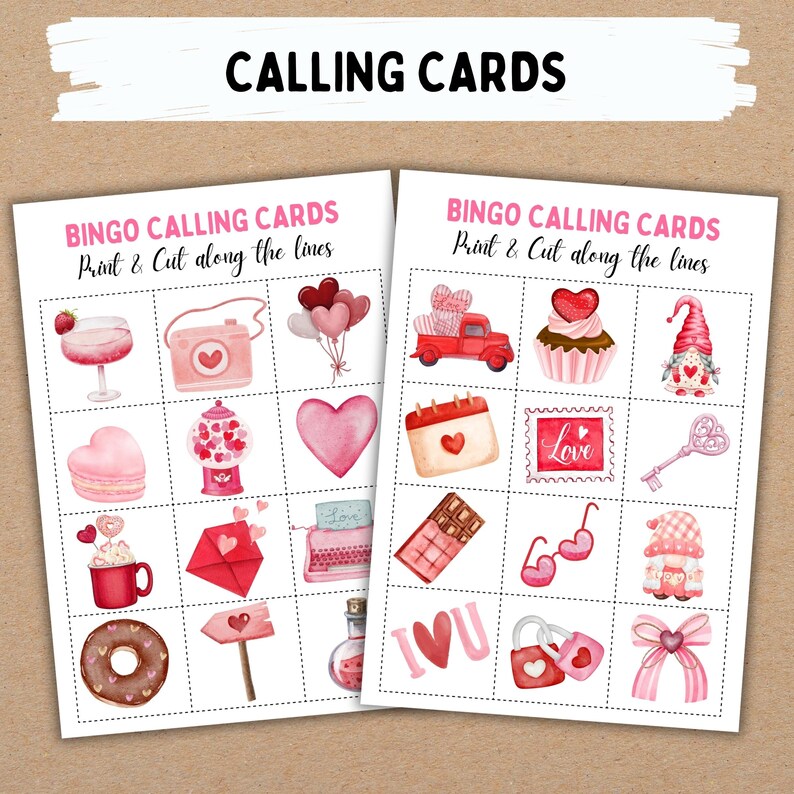 PRINTABLE Valentines Day BINGO Game for Kids and Adults, Valentines ...