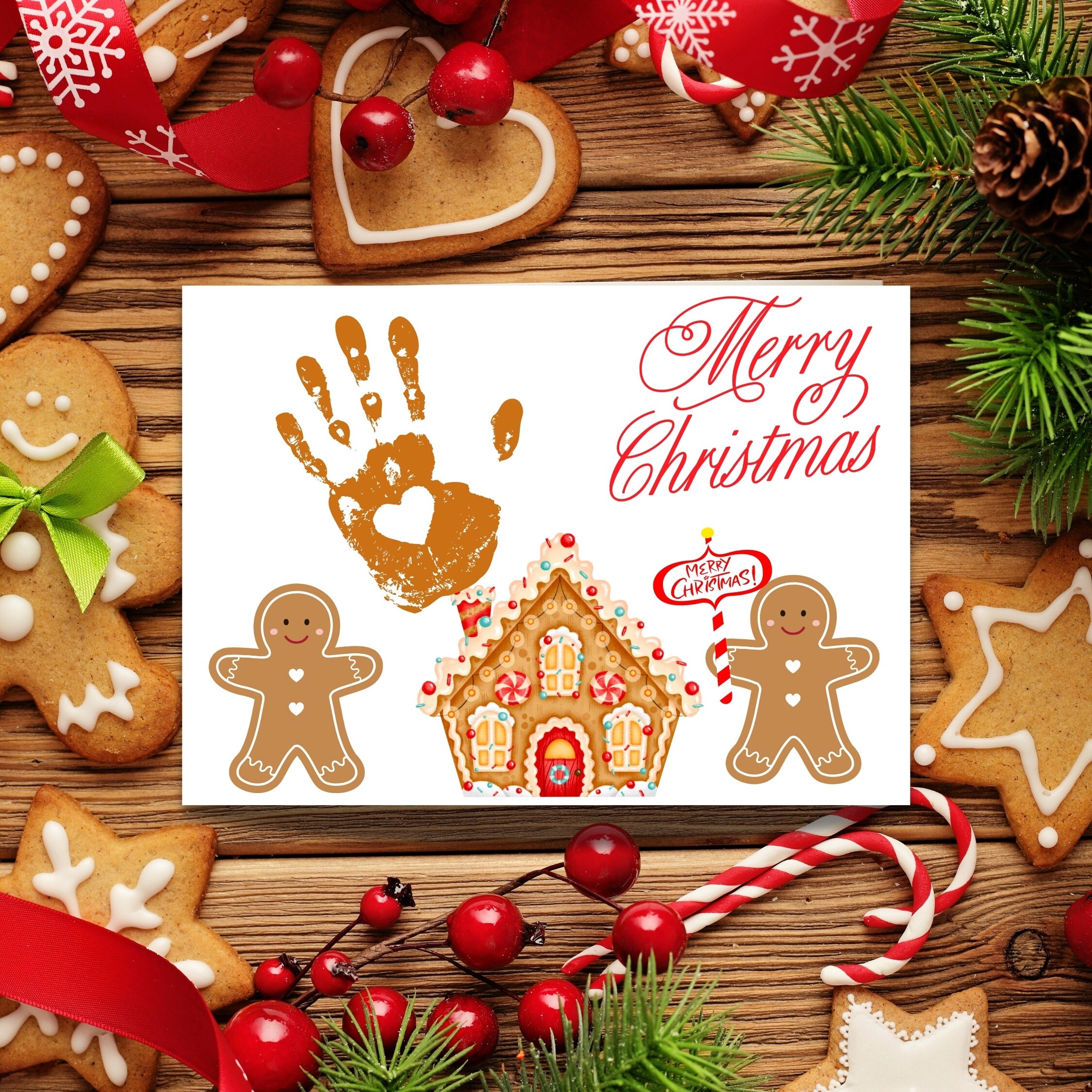 Christmas Handprint Art Gingerbread House Craft, Christmas Handprint ...