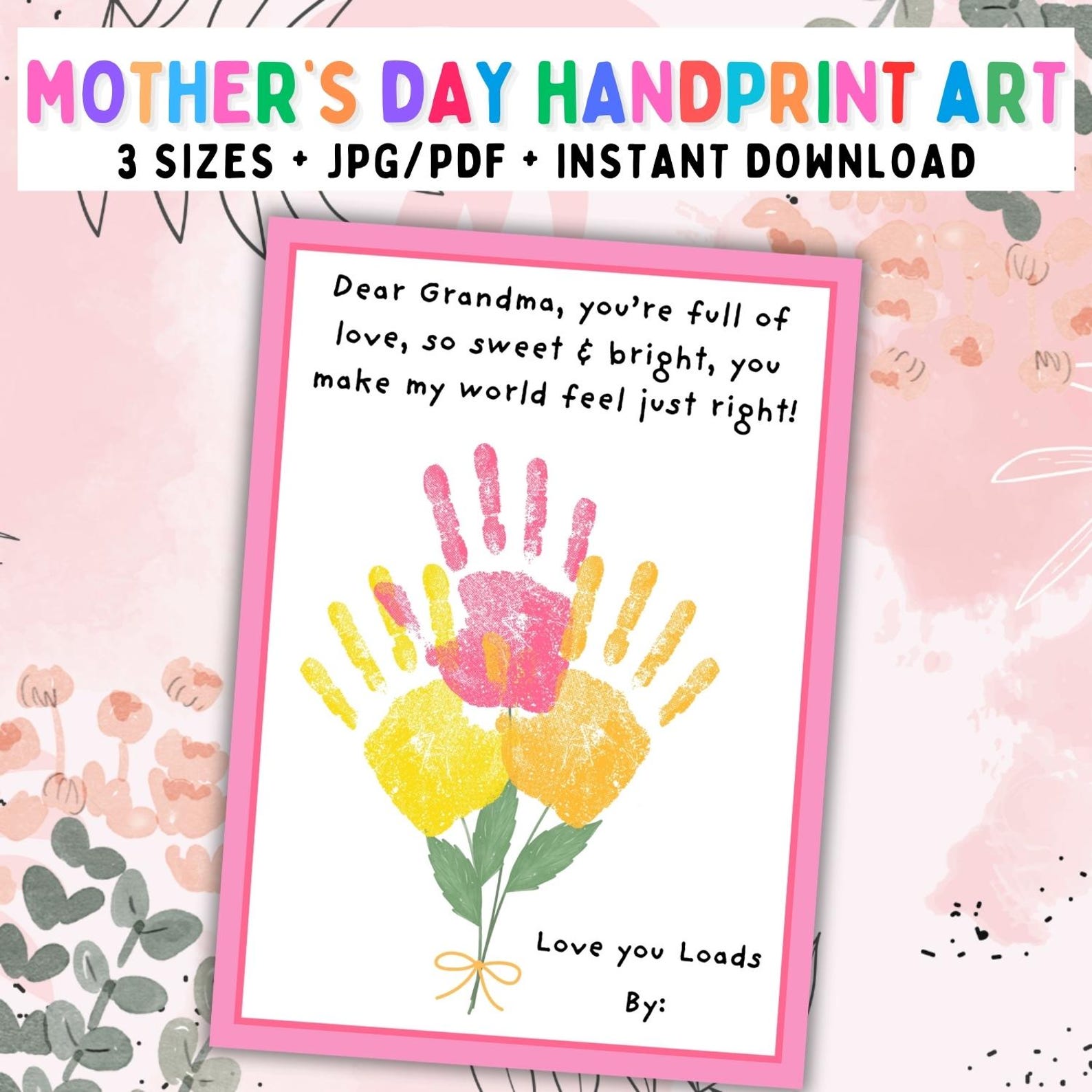 Grandma Handprint Poem PRINTABLE, Mother’s Day Gift From Kids, Toddler ...