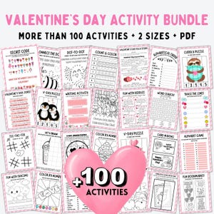 Printable Valentine's Day Kids Activities BUNDLE, Kids Valentine Party ...