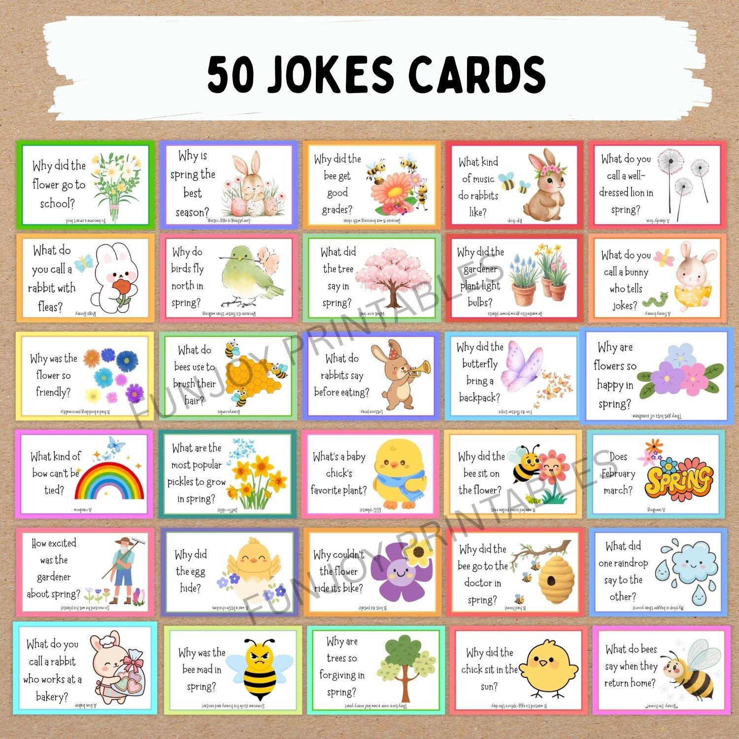 50 Spring Lunchbox Jokes for Kids, Printable Jokes Cards (PDF DOWNLOAD ...