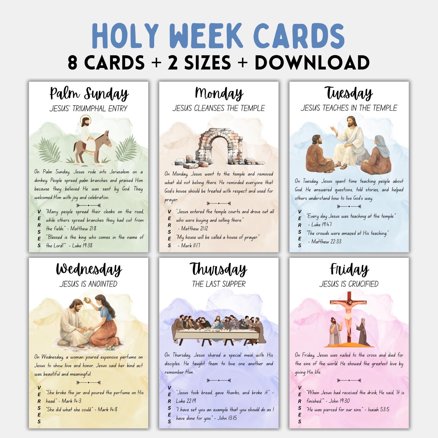Holy Week Cards, Easter Story Cards, Easter Advent PRINTABLE, Easter ...