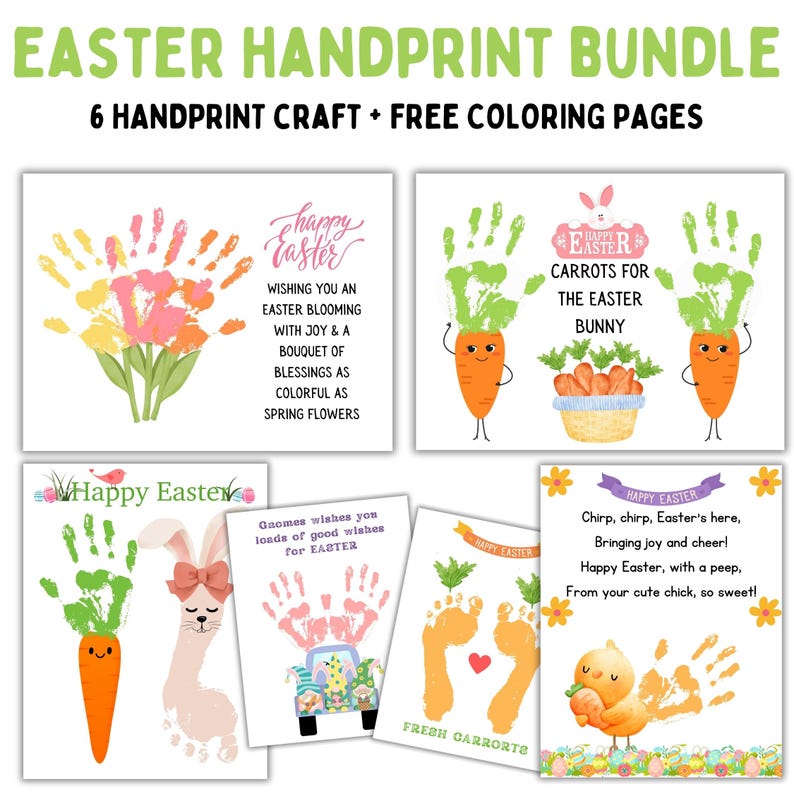 Happy Easter Handprint Footprint Art Craft Bundle, Easter Craft for ...