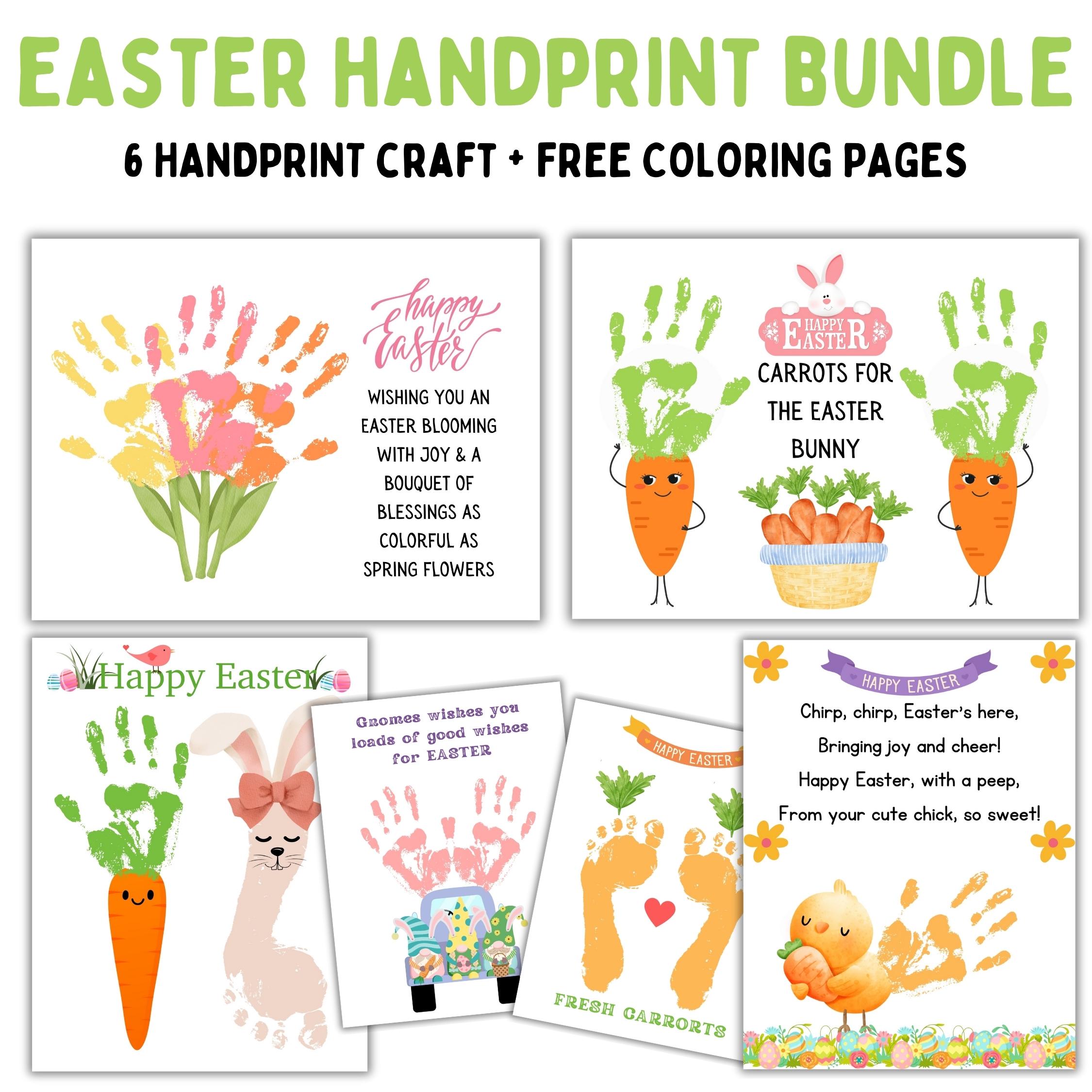 Happy Easter Handprint Footprint Art Craft Bundle, Easter Craft for ...
