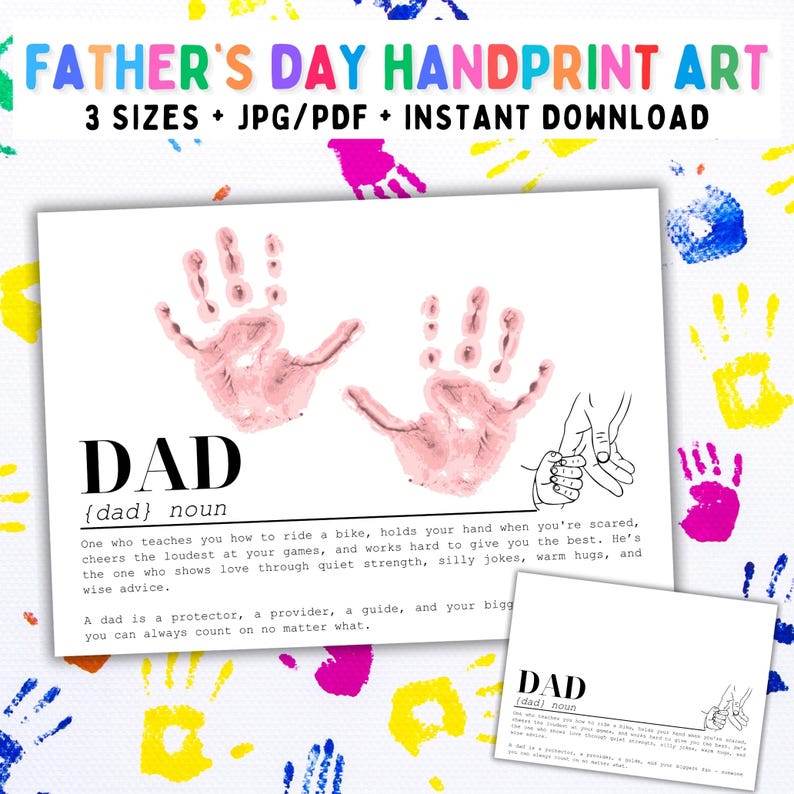 Father’s Day Handprint Poem Printable, DIY Gift for Dad, Daddy, Grandpa ...