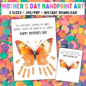 Mothers Day Poem Handprint Craft, Fluttering by to Wish You a Happy ...