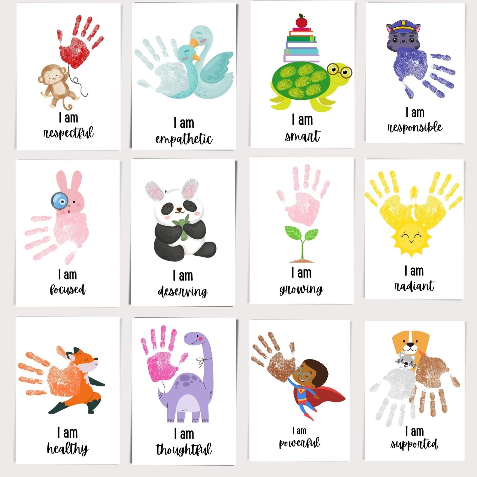 40 Affirmation Inspirational Handprint Craft BUNDLE, Affirmation ...