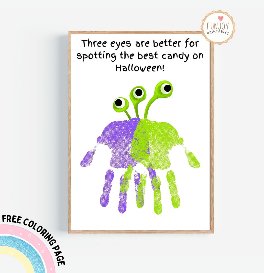 DIY Monster Halloween Handprint Art, Handprint Craft for Kids ...
