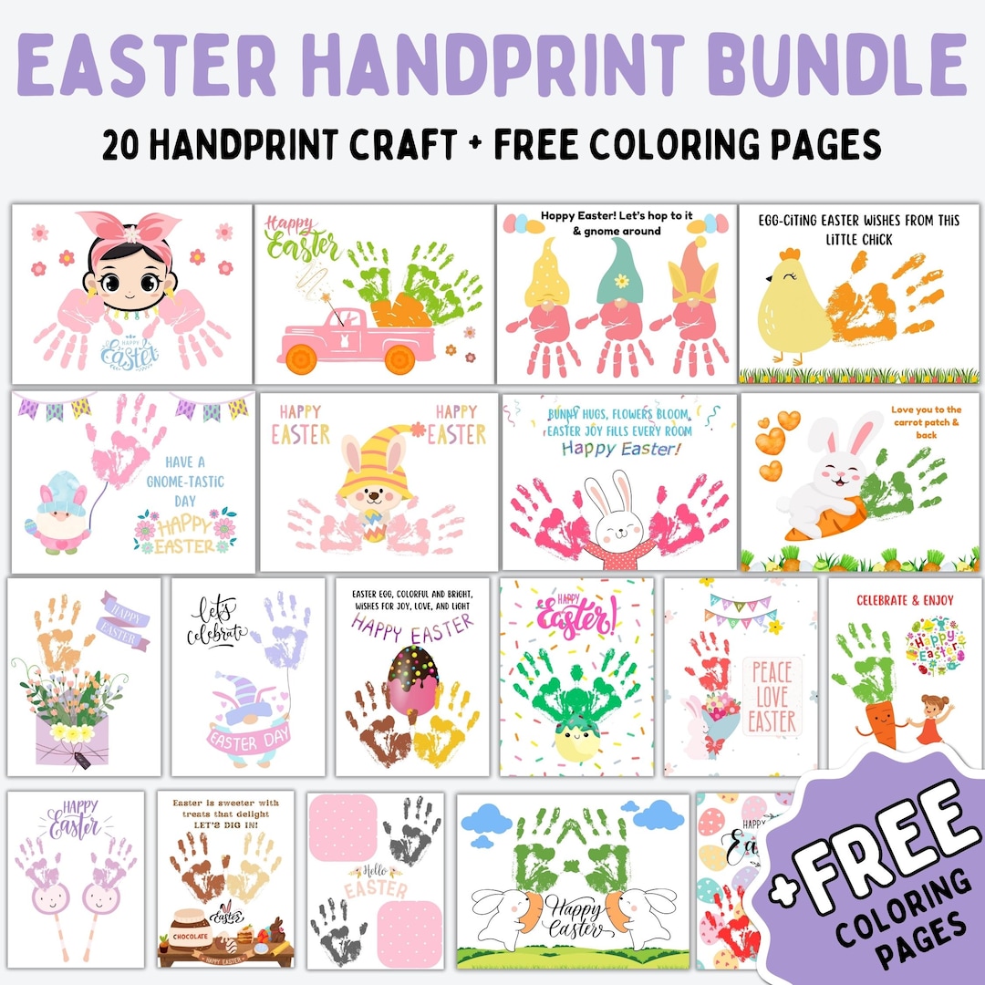 Easter Handprint Art Craft BUNDLE, Easter Keepsake Art, Happy Easter ...