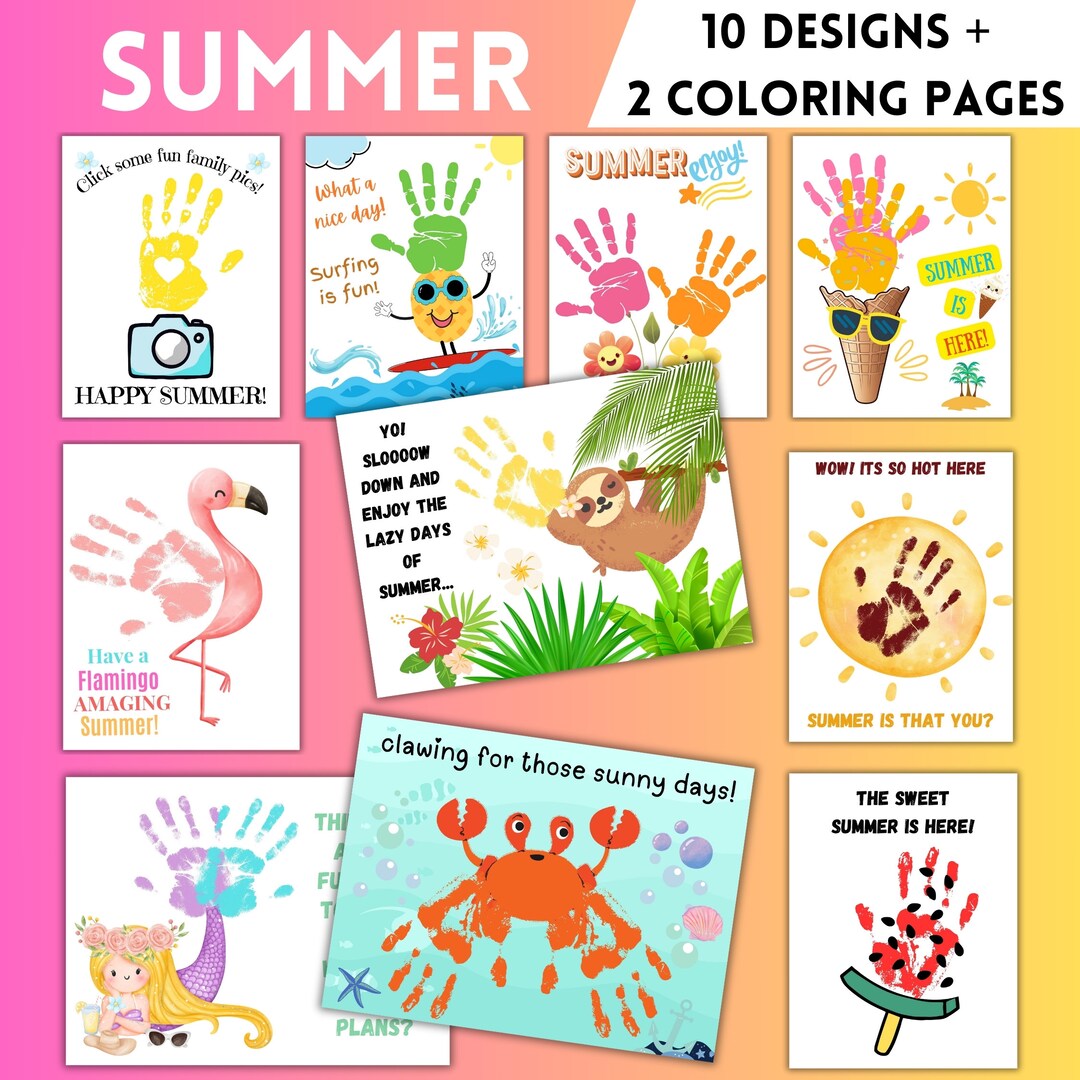 Summer Handprint Art, Summer Handprint Activity for Kids, Summer Crafts ...