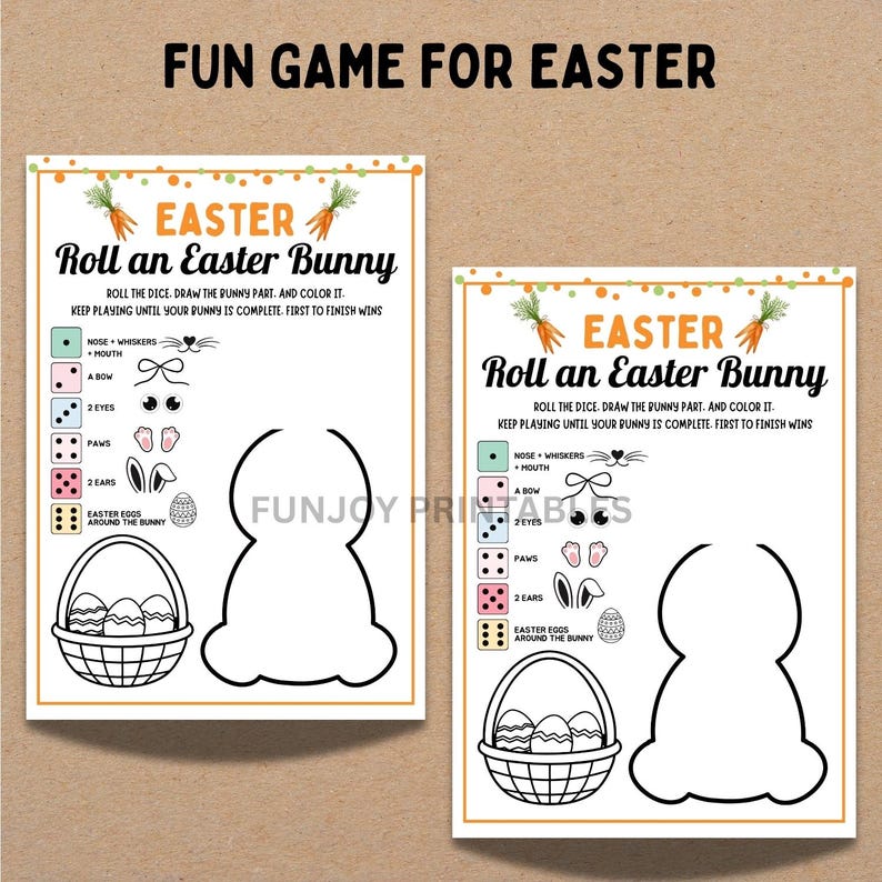 Roll a Bunny Easter Dice Game Printable, Easter Classroom Party ...