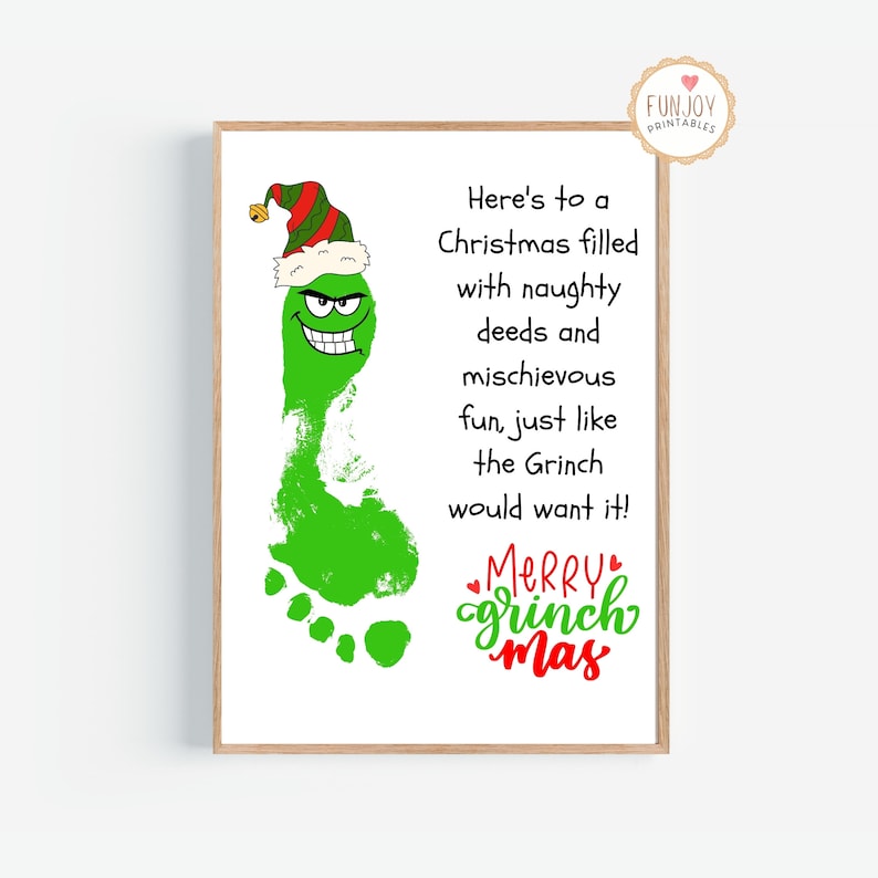 Christmas Handprint Art for Kids, Grinch Handprint Craft Keepsake ...
