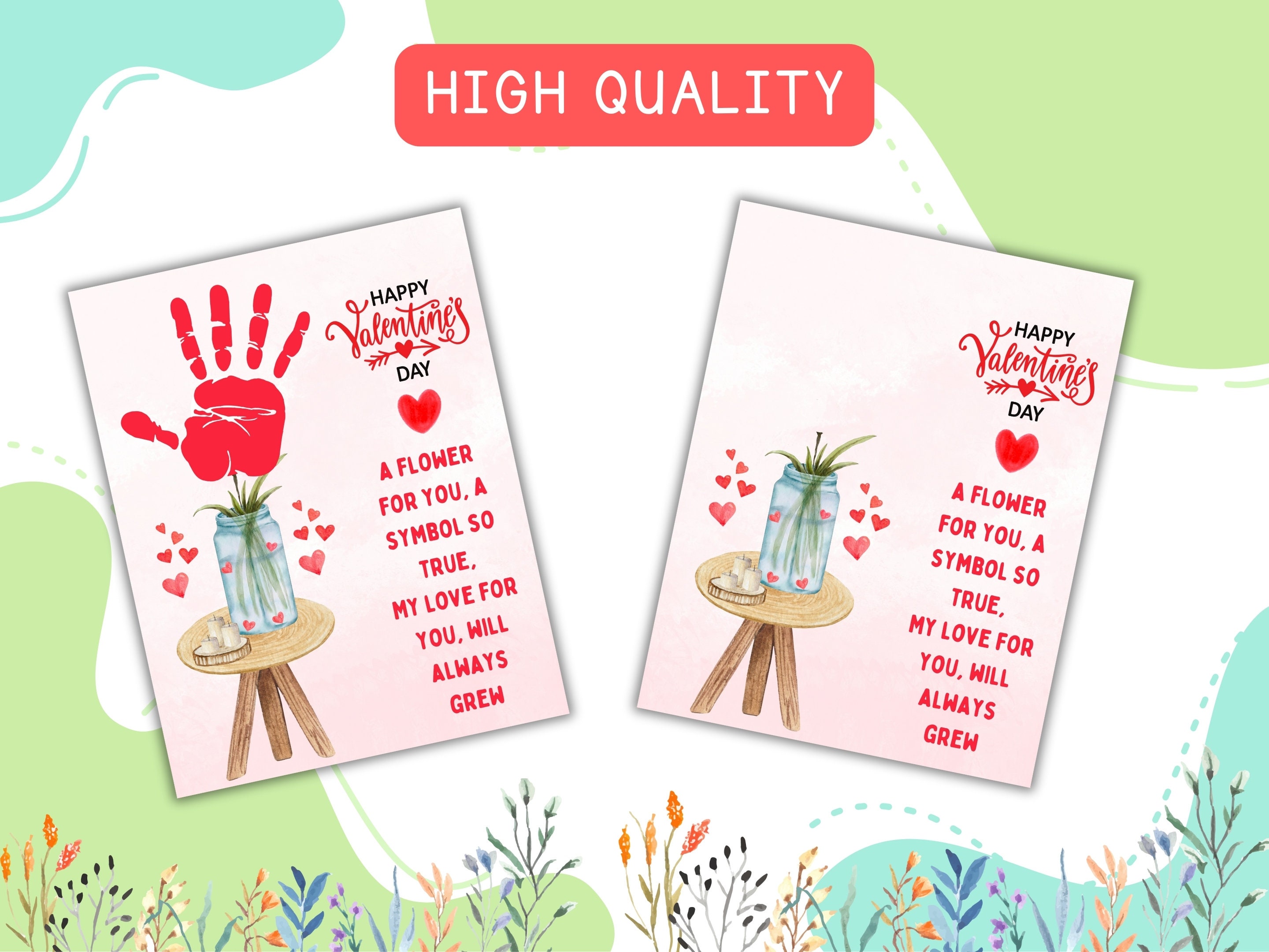 Printable Valentines Day Handprint Craft, Keepsake Art, Toddler ...