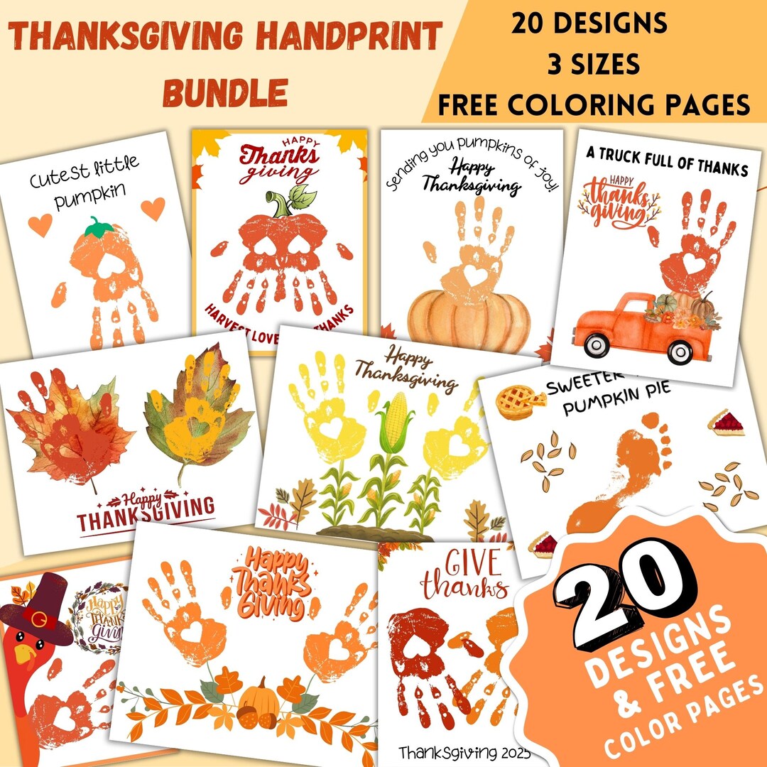 Thanksgiving Handprint Art Bundle, Thanksgiving Handprint Craft ...