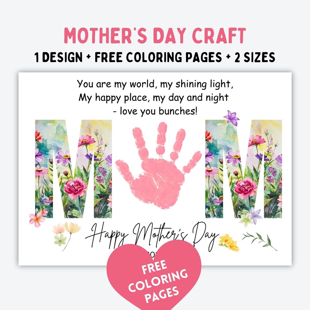 Mother's Day Handprint Craft Template, MOM Keepsake Art (digital ...