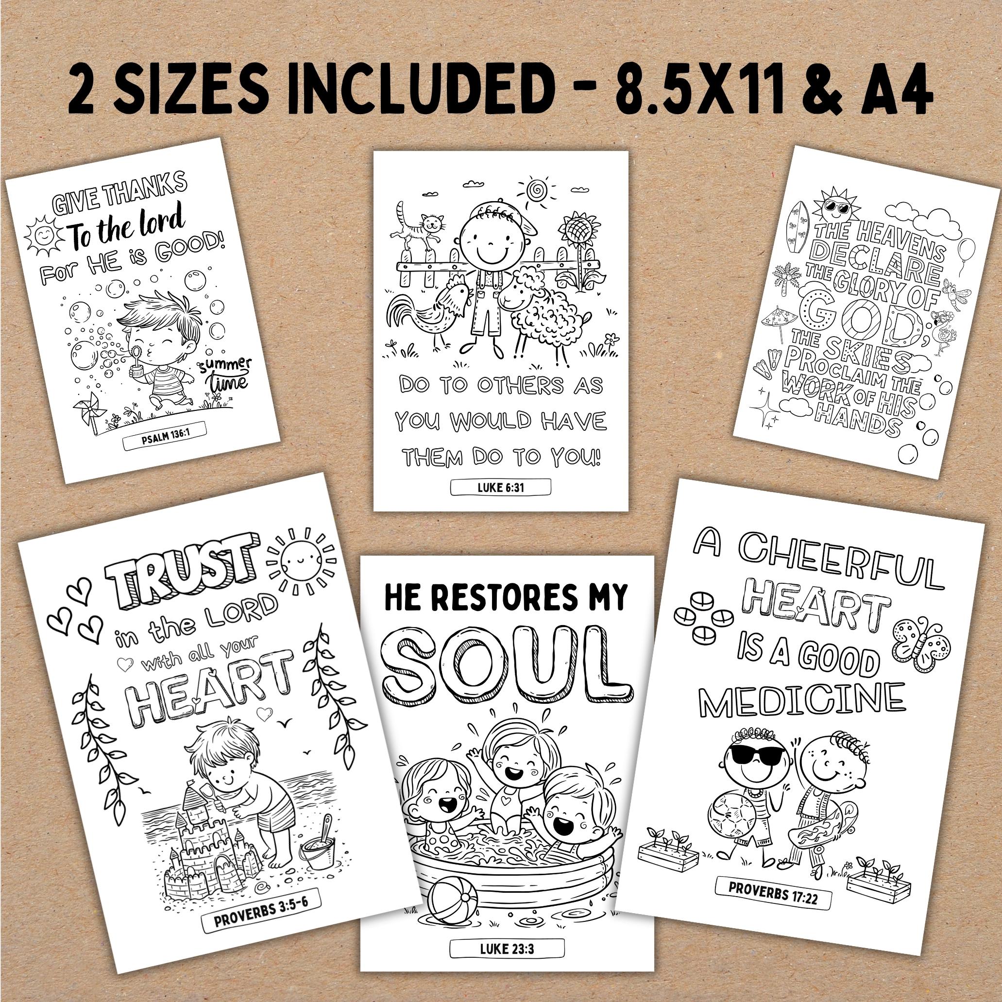 PRINTABLE Summer Christian Bible Verse Homeschool Printable Coloring ...