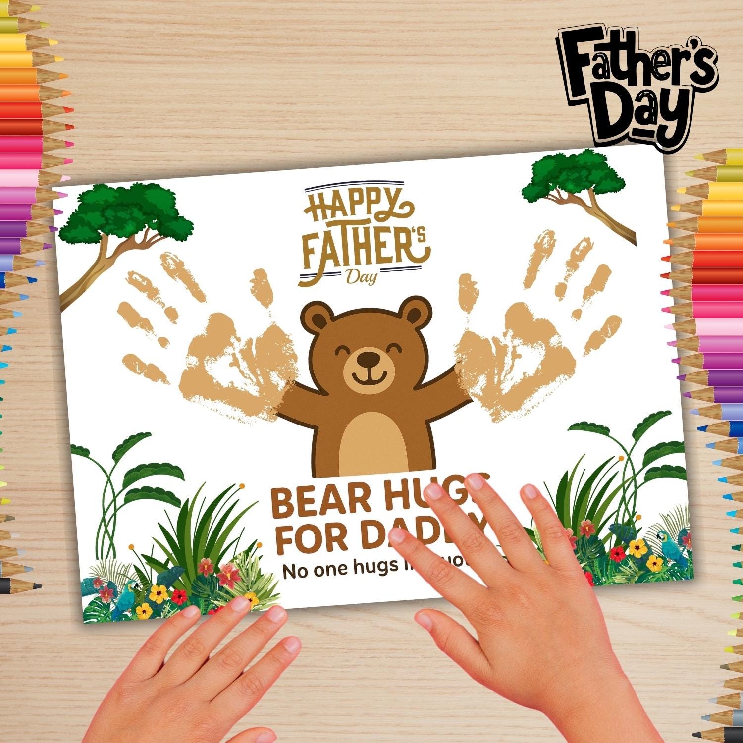 Bear Hugs for Daddy, Handprint Craft for Dad, DIY Father's Day ...