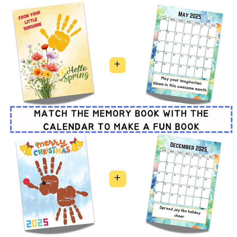 2025 Handprint Memory Book With Calendar, Handprint Art, Craft ...