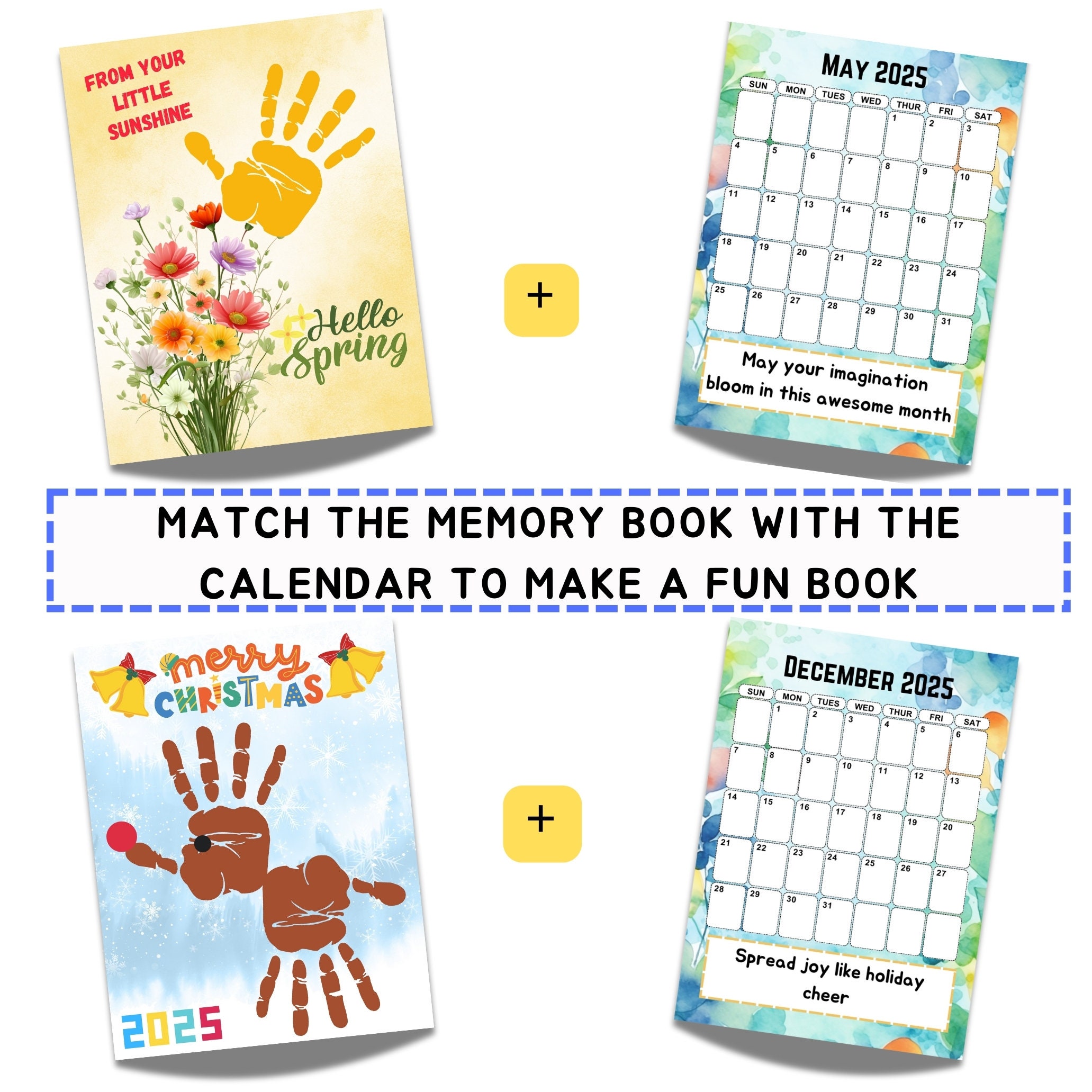 2025 Handprint Memory Book With Calendar, Handprint Art, Craft ...