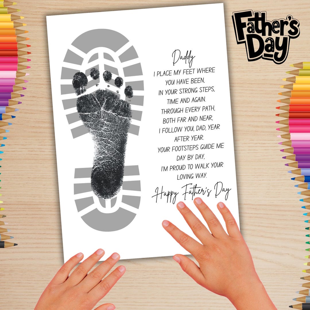 Father’s Day Footprint Poem PRINTABLE, DIY Gift for Dad, Daddy, Grandpa ...