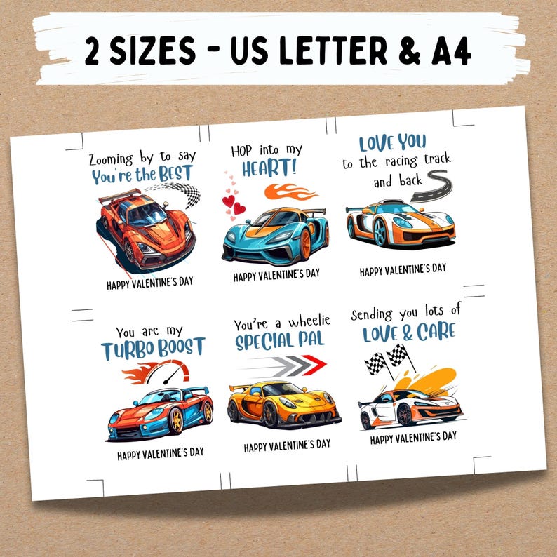 EDITABLE Cars Valentine Cards, Classroom Valentines Day Cards Boys ...