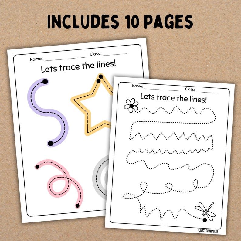 Prek Line Tracing Worksheets, Lines Trace Pages PRINTABLE, Homeschool ...
