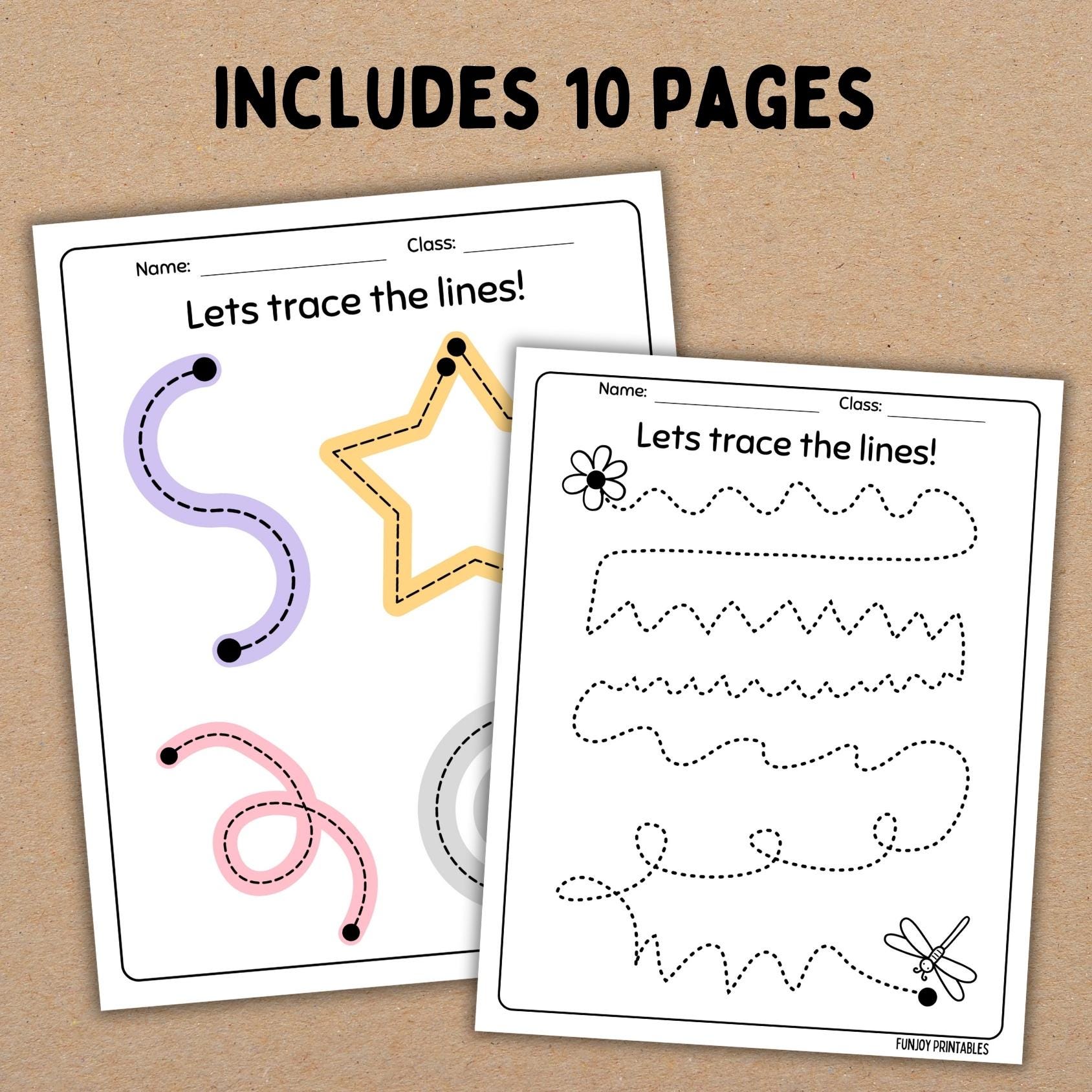 Prek Line Tracing Worksheets, Lines Trace Pages PRINTABLE, Homeschool ...