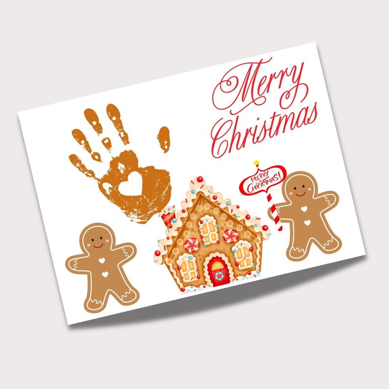 Christmas Handprint Art Gingerbread House Craft, Christmas Handprint ...