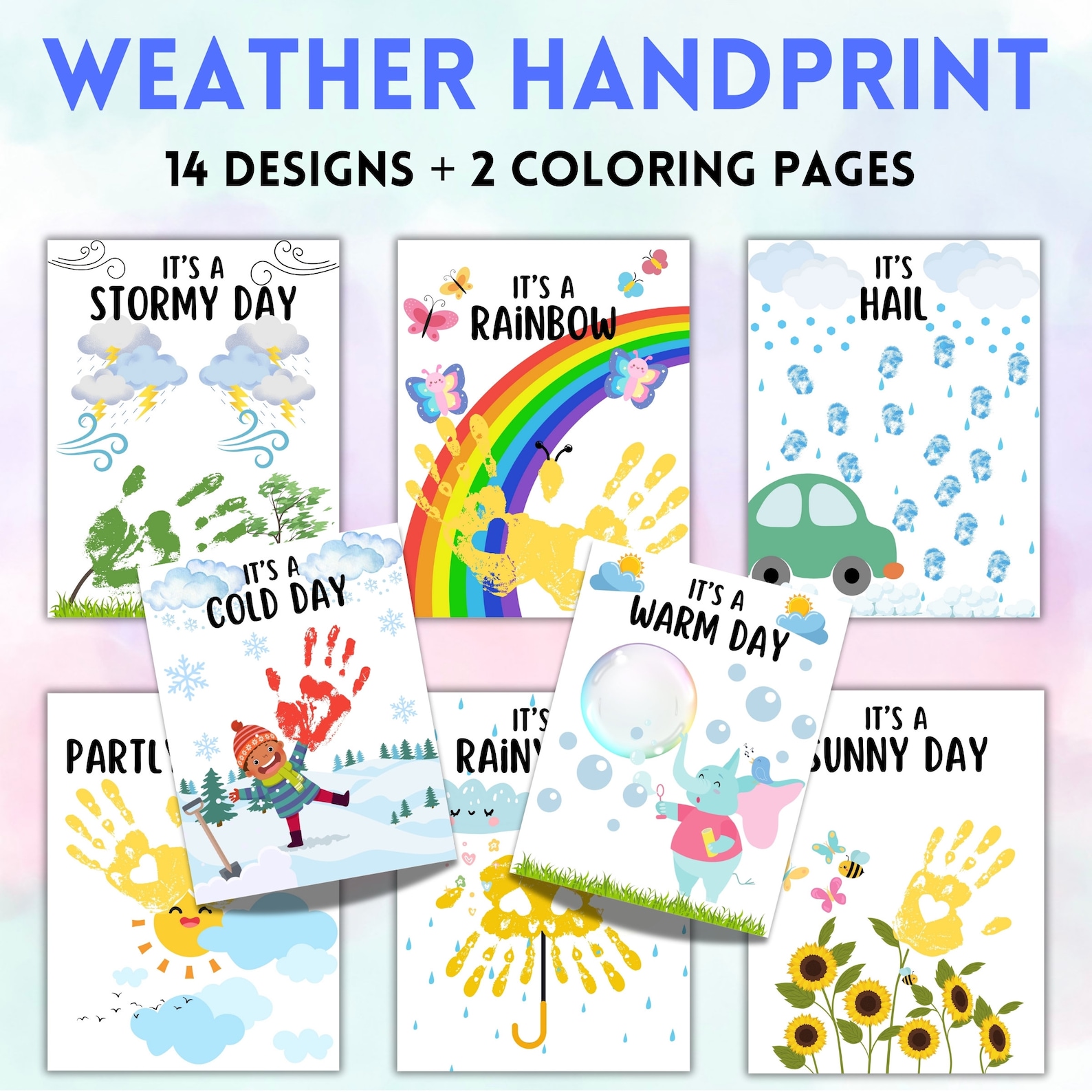 Printable Weather Handprint Craft Bundle, Kindergarten, Handprint Art ...