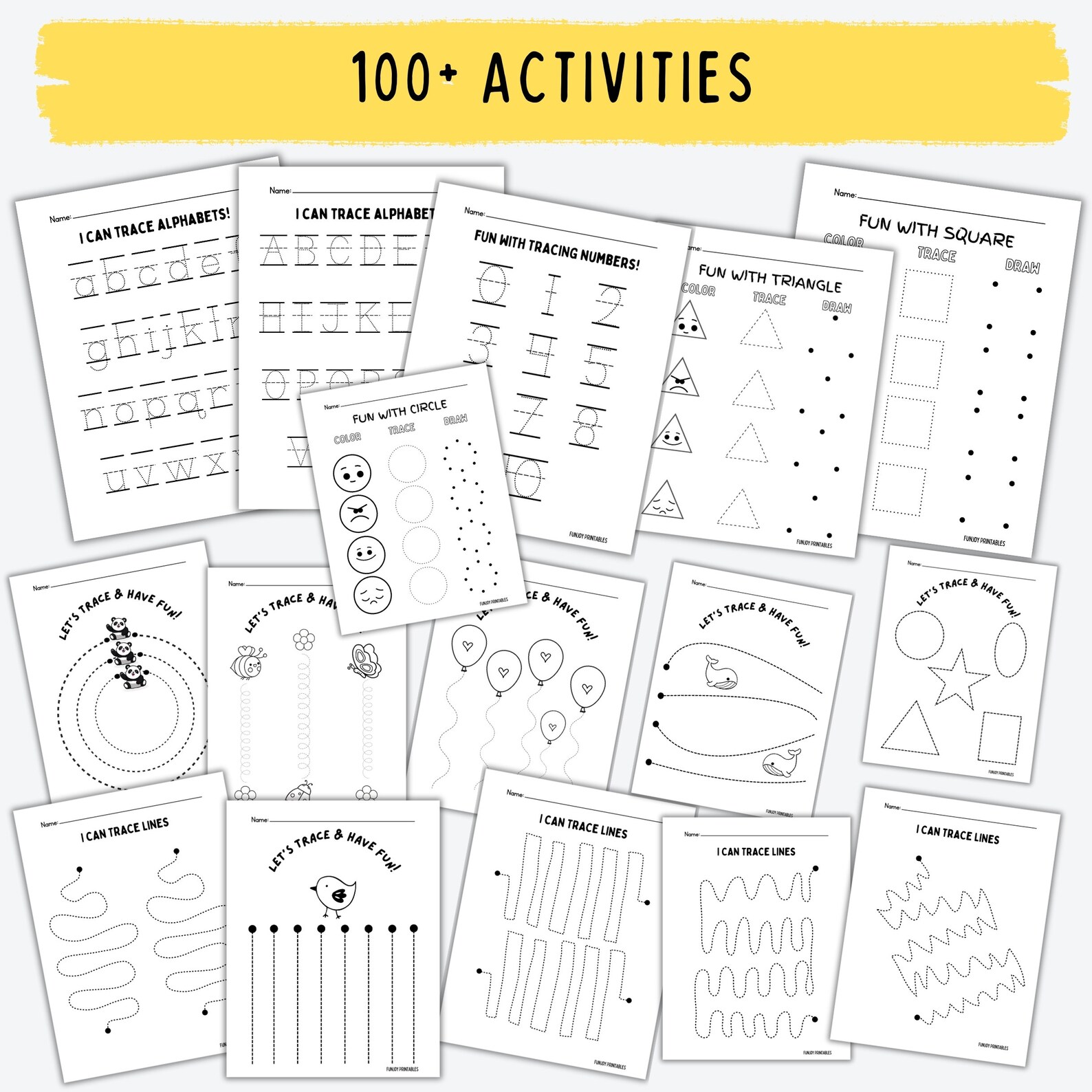 Preschool Line Tracing Worksheets Bundle, Lines Tracing Practice Page ...