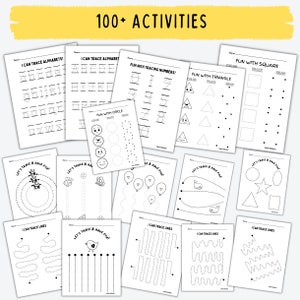Preschool Line Tracing Worksheets Bundle, Lines Tracing Practice Page ...