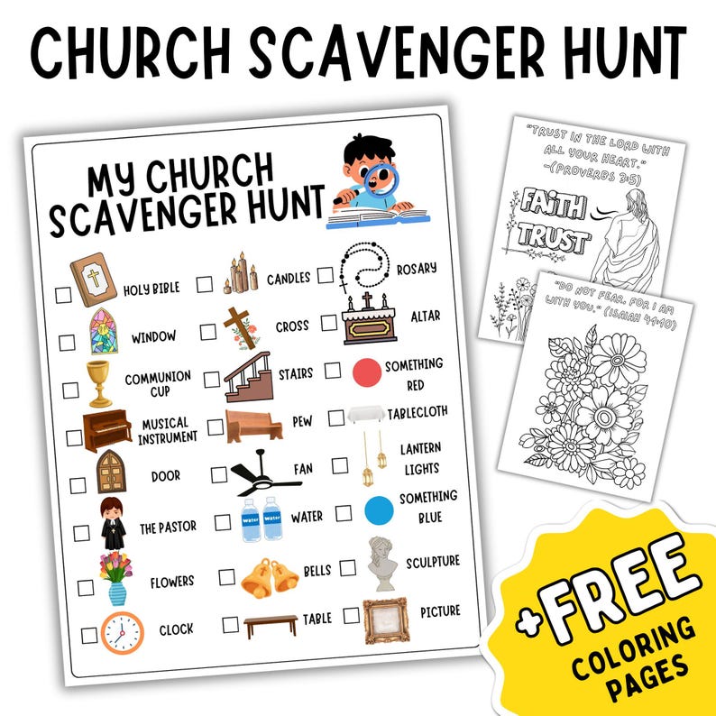 Scavenger Hunt for Church PRINTABLE, Church Game for Kids, Church Game ...