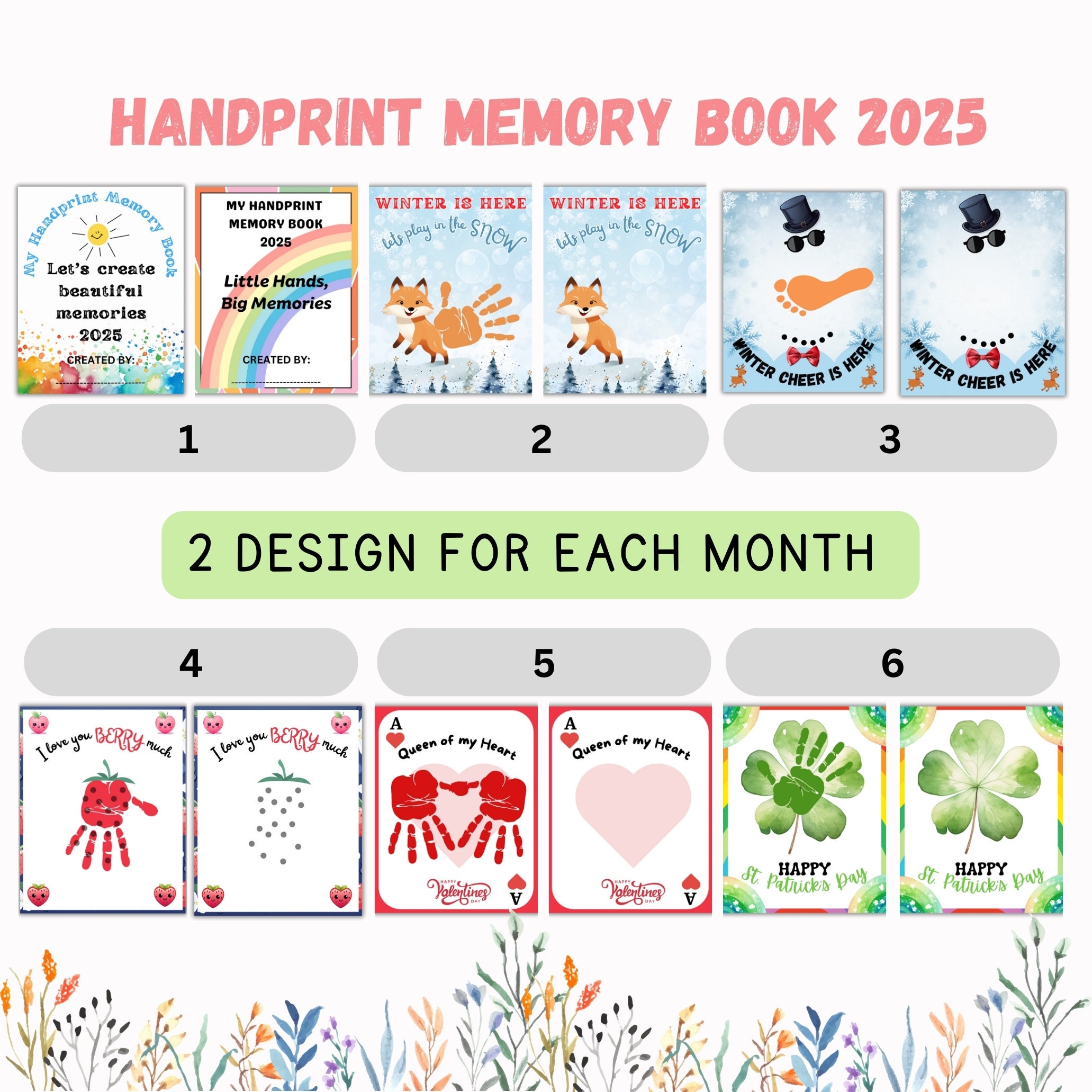 2025 Handprint Memory Book, Kids Handprint Footprint Craft, Memory Book ...