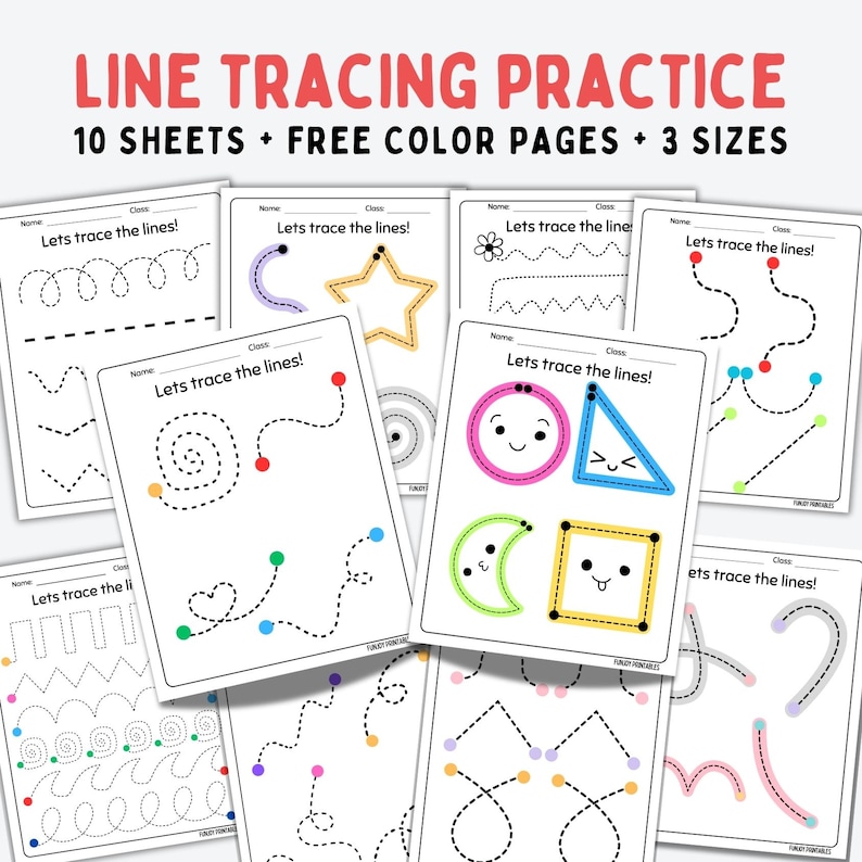Prek Line Tracing Worksheets, Lines Trace Pages PRINTABLE, Homeschool ...