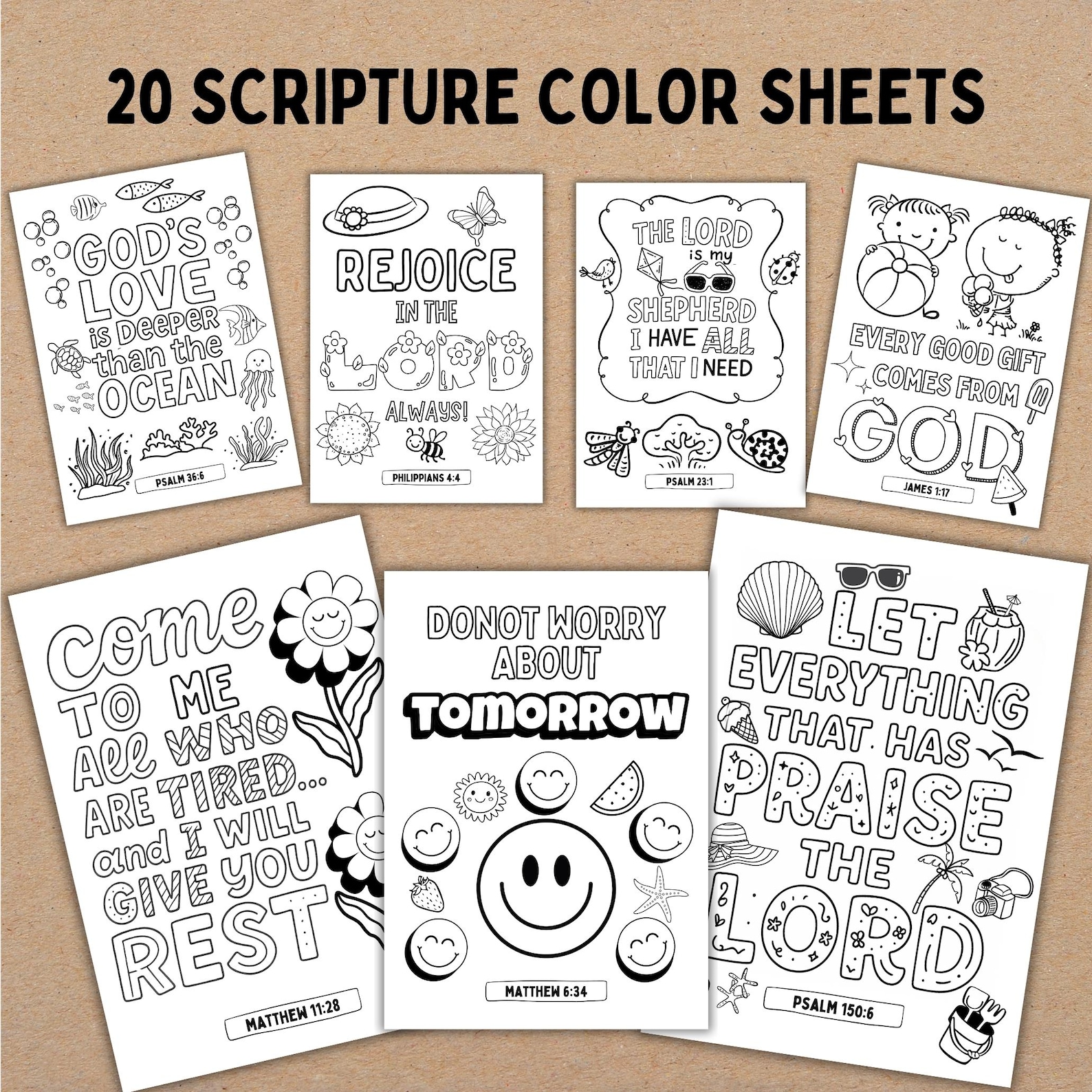 PRINTABLE Summer Christian Bible Verse Homeschool Printable Coloring ...