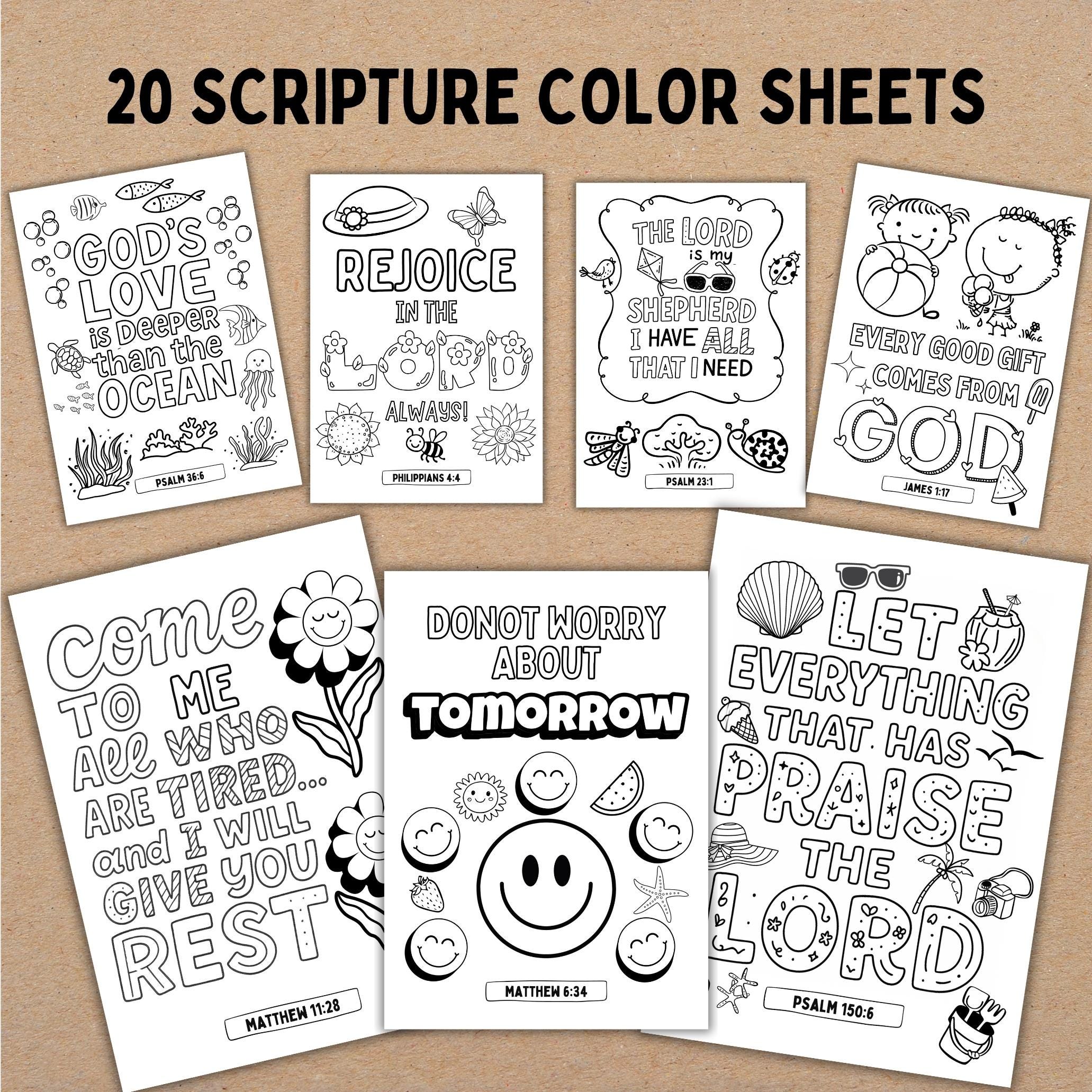 PRINTABLE Summer Christian Bible Verse Homeschool Printable Coloring ...