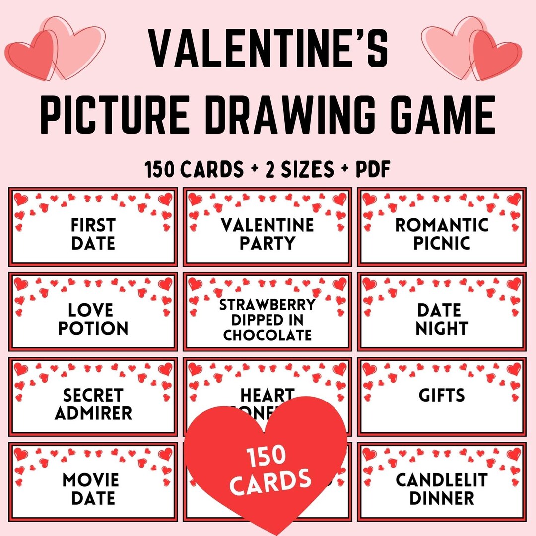 Valentine Picture Drawing Card Game, 150 Prompts (printable PDF) - Etsy