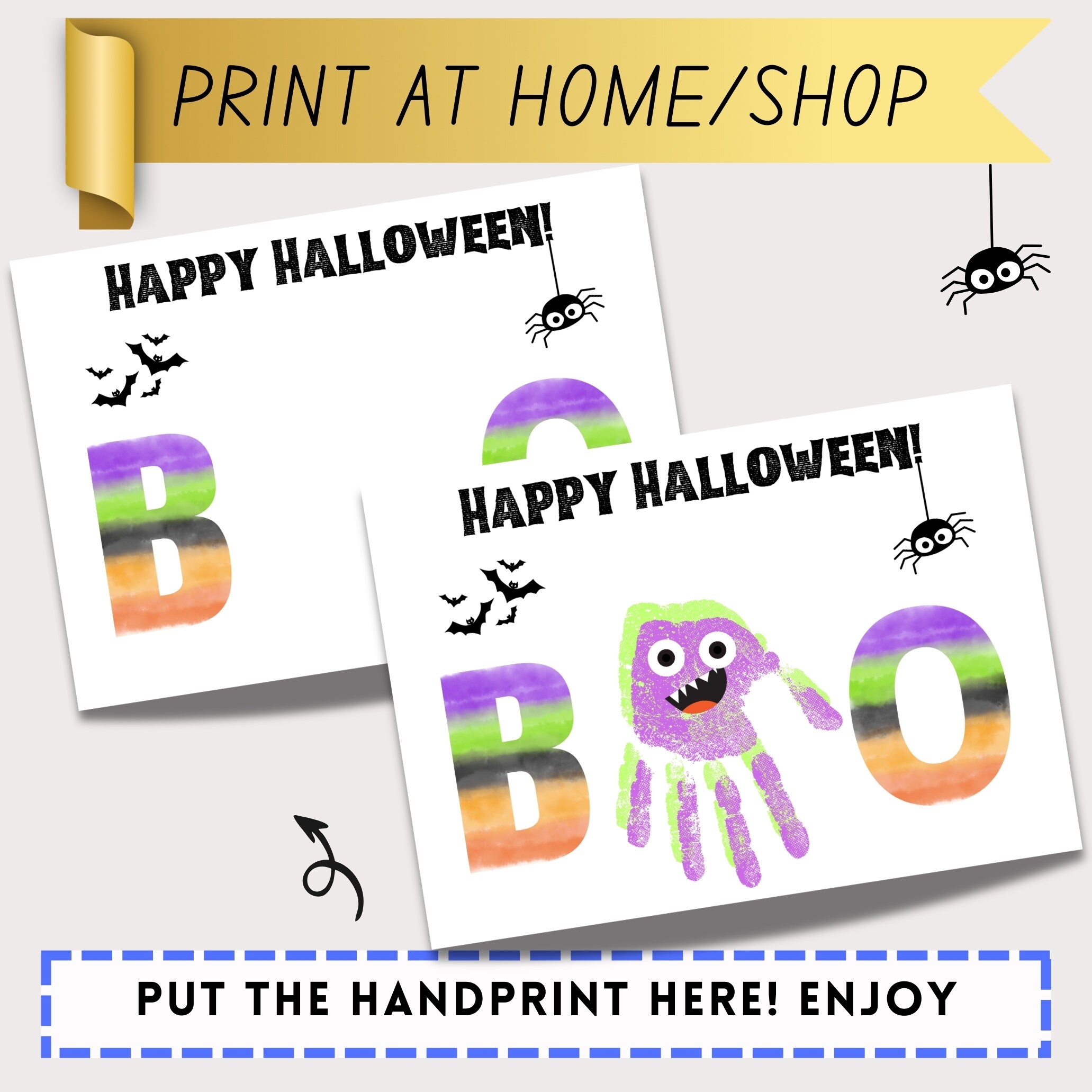 DIY Halloween Boo Handprint Art, Cute BOO Handprint Craft, Handprint ...