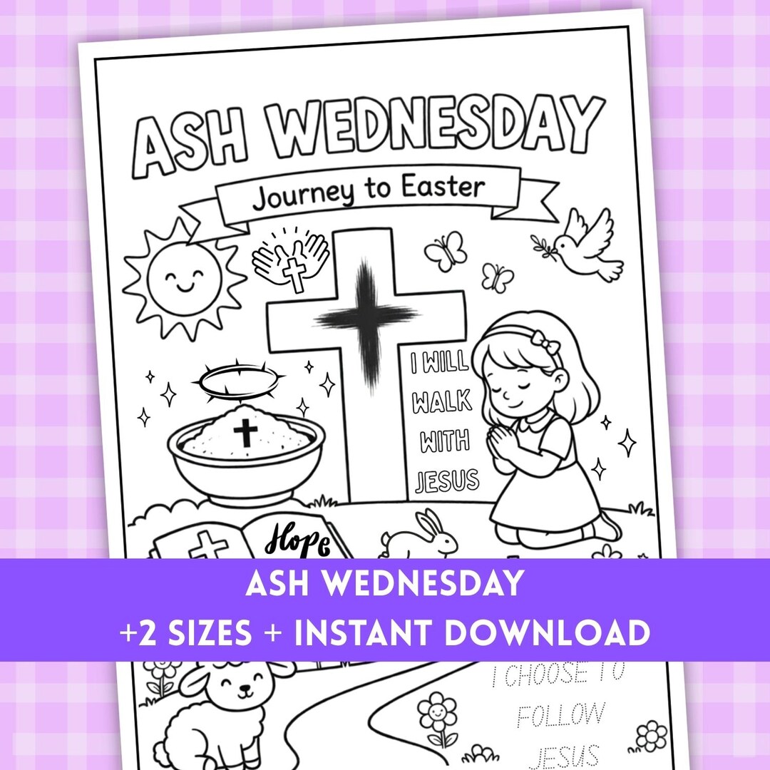 Ash Wednesday Coloring Page PRINTABLE, Catholic Lent Activity, Journey ...