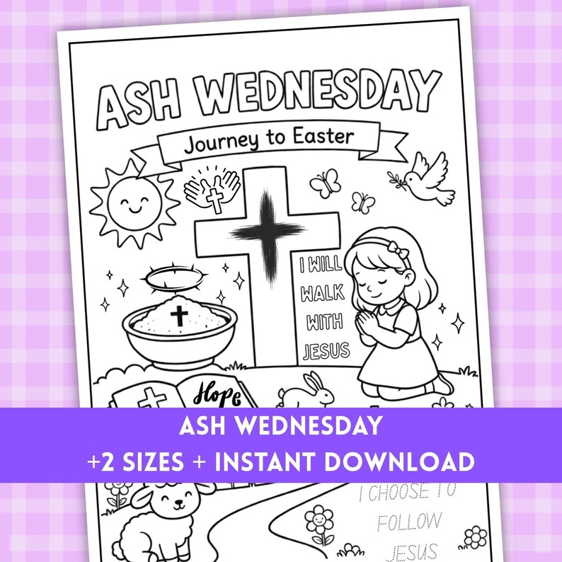 Ash Wednesday Coloring Page PRINTABLE, Catholic Lent Activity, Journey ...
