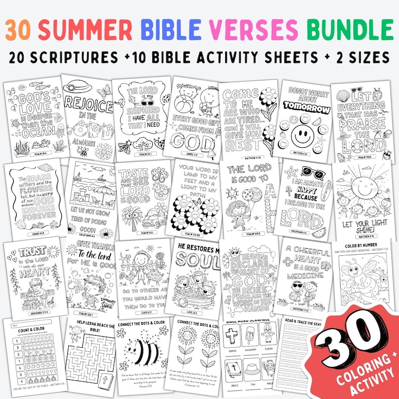 PRINTABLE Summer Christian Bible Verse Homeschool Printable Coloring ...