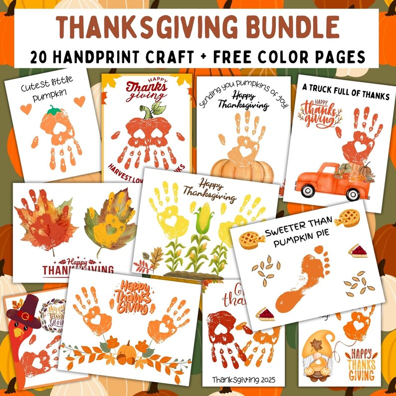 Thanksgiving Handprint Art BUNDLE, Thanksgiving Handprint Craft ...