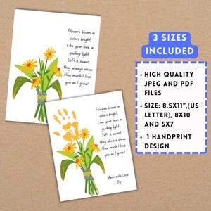 Handprint Flower PRINTABLE, Mother’s Day Gift for Mom, Grandma, DIY ...