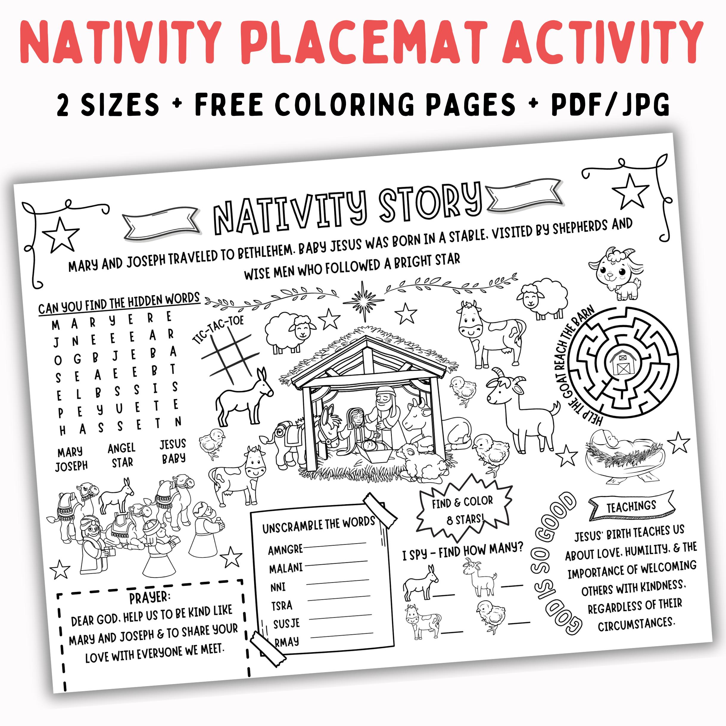 Christmas Activity Placemat for Kids, Merry Christmas PRINTABLE ...