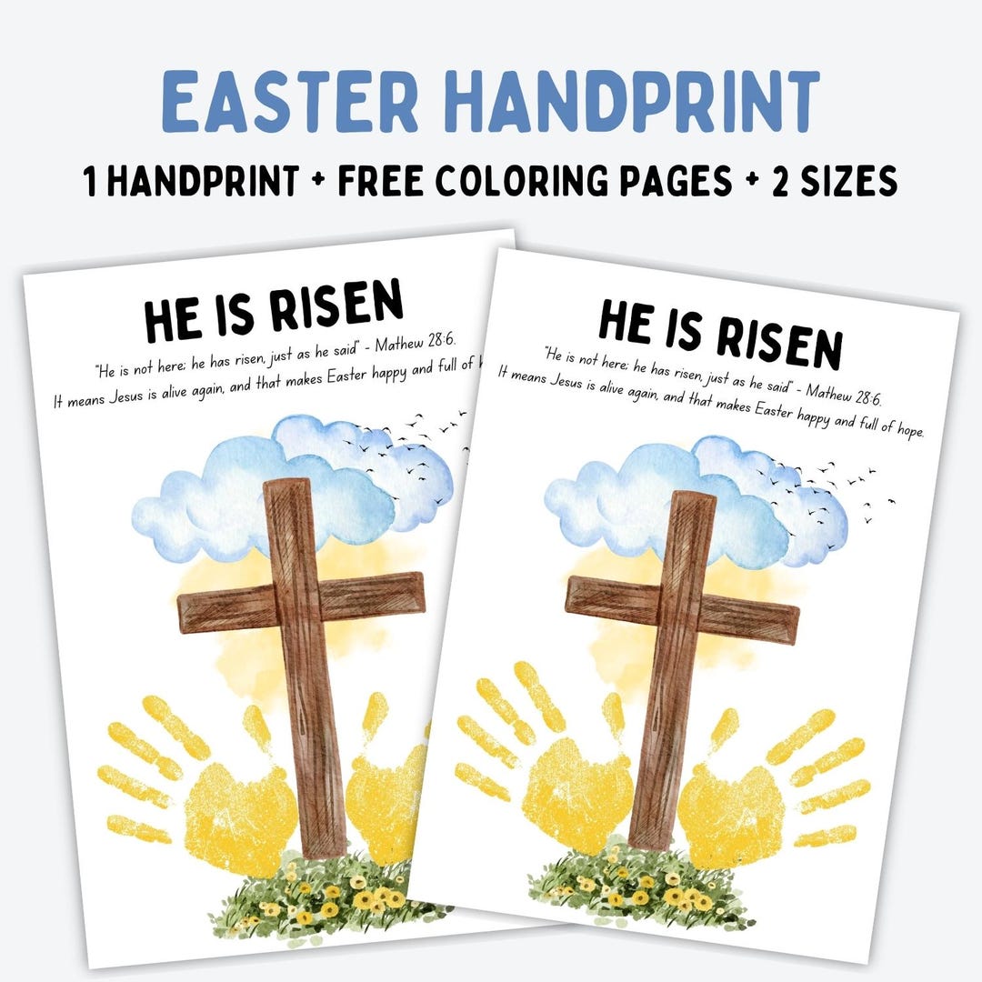 PRINTABLE He is Risen Hand Print, Easter Sunday School Activity ...