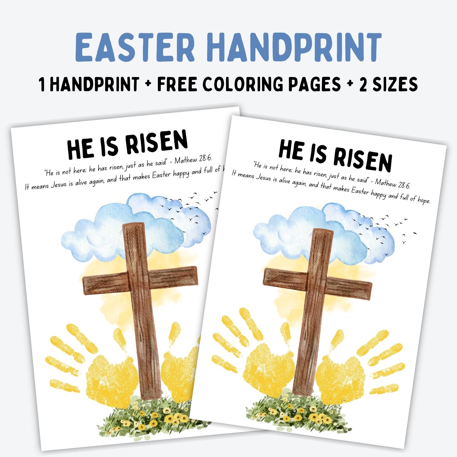 PRINTABLE He is Risen Hand Print, Easter Sunday School Activity ...