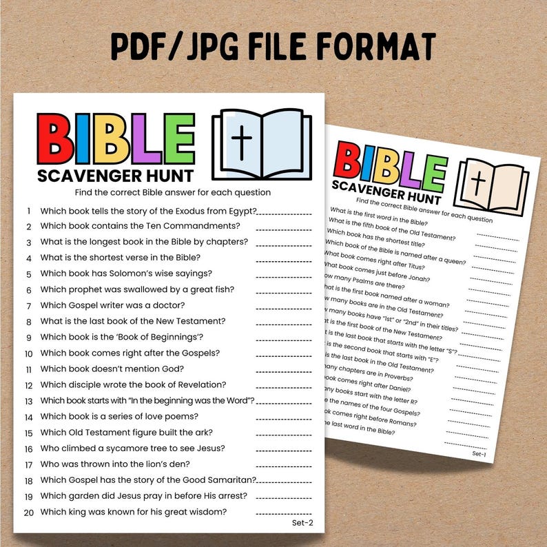 Bible Scavenger Hunt Game, Scavenger Hunt Bible Activity, PRINTABLE ...