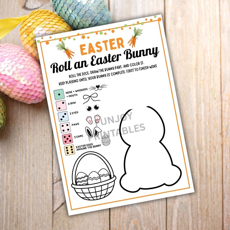 Roll a Bunny Easter Dice Game Printable, Easter Classroom Party ...